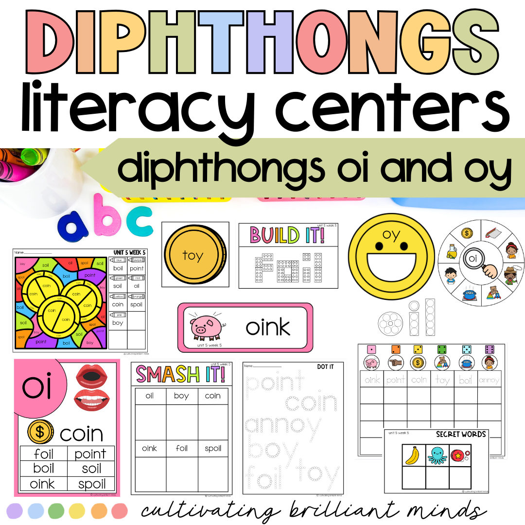 Diphthongs OI OY Phonics Centers & Worksheets | Phonics Activities ...