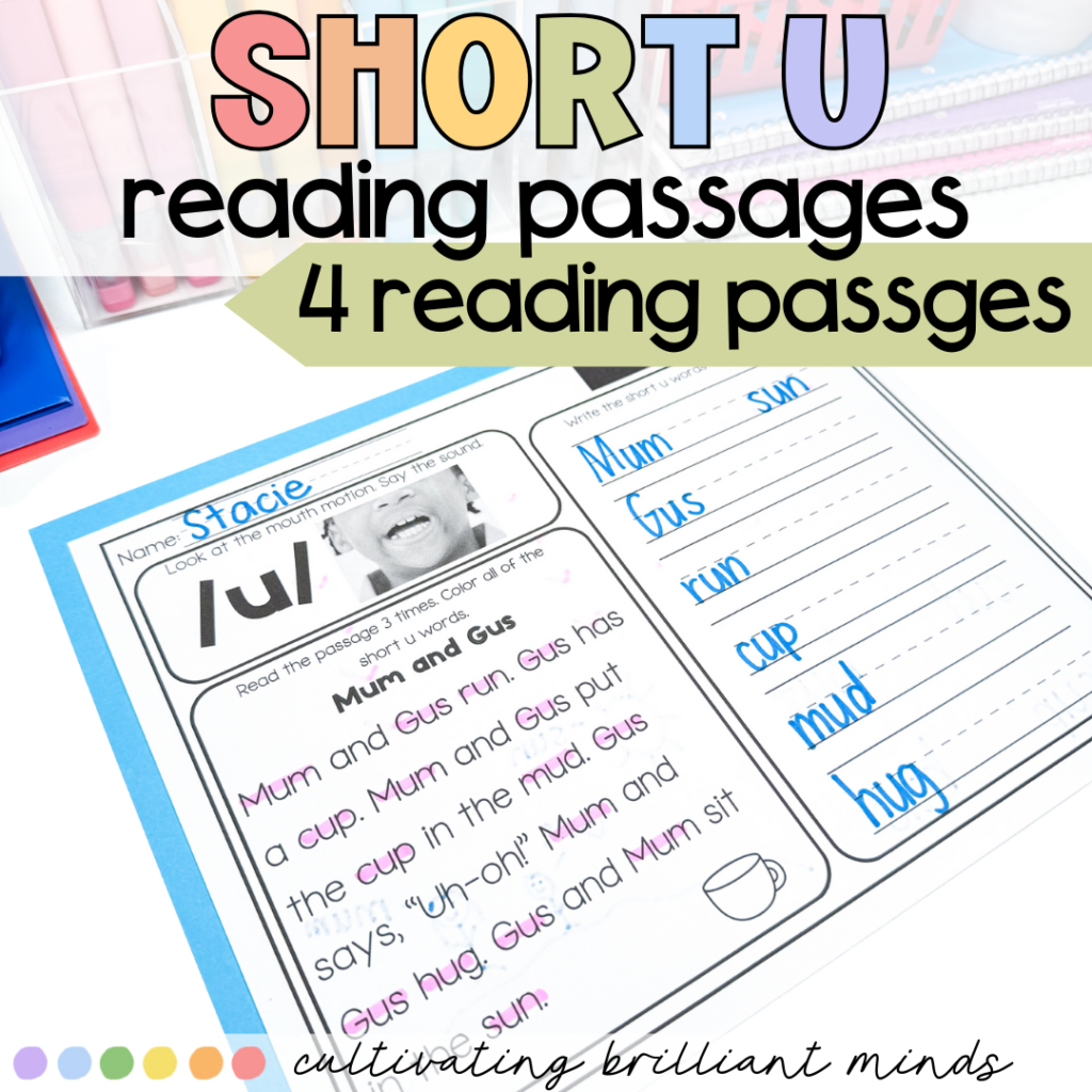 Short U CVC Reading Passages Decodable Passages with Comprehension ...