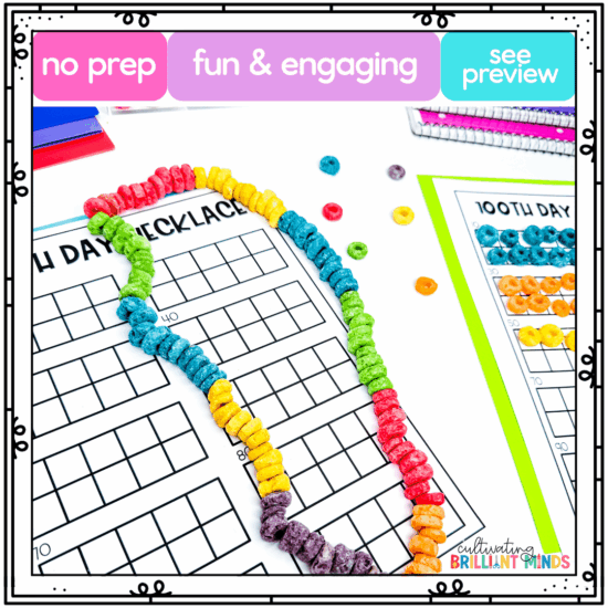 100th Day of School Fruit Loop Necklace Template | 100th Day Activities ...