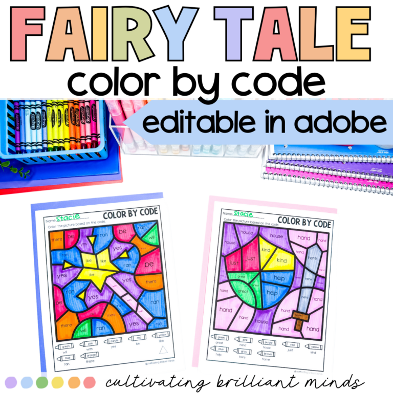 Editable Fairy Tale Color by Codes | Sight Word Practice | Morning Work ...