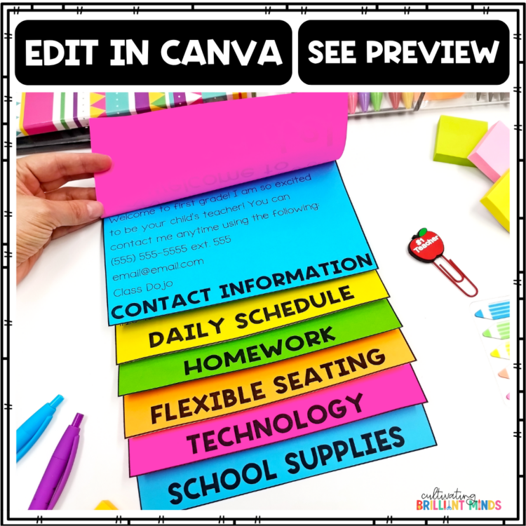Meet the Teacher Editable Back to School Flipbook Template | Open House ...