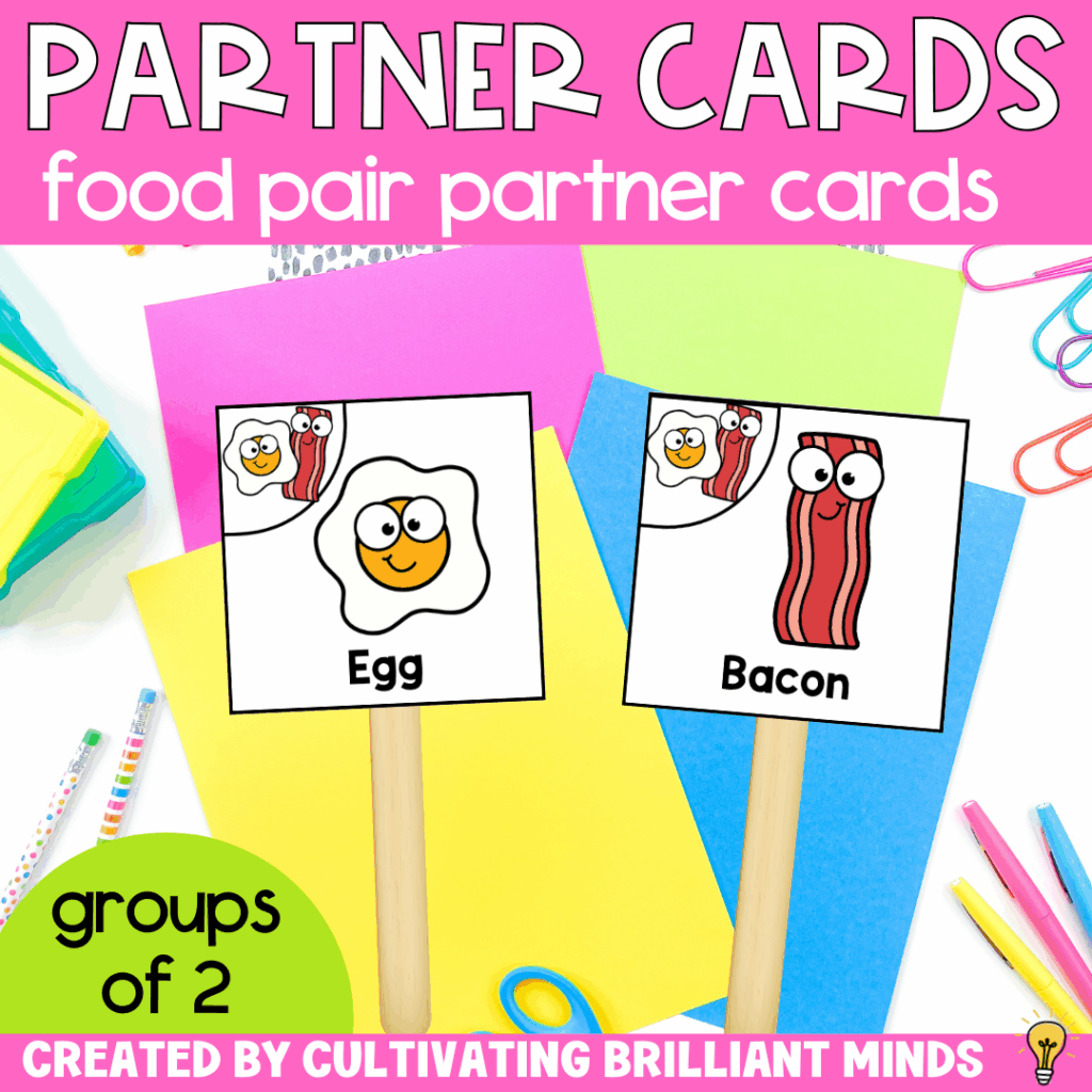 20 Sets of Partner Food Pair Up Set Cards | Back to School | Partner ...