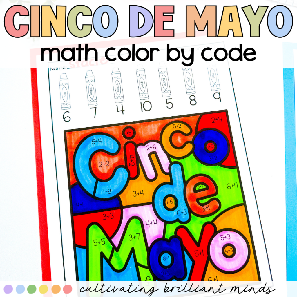 Cinco de Mayo Math Color By Code | Cinco de Mayo Activities | Math ...