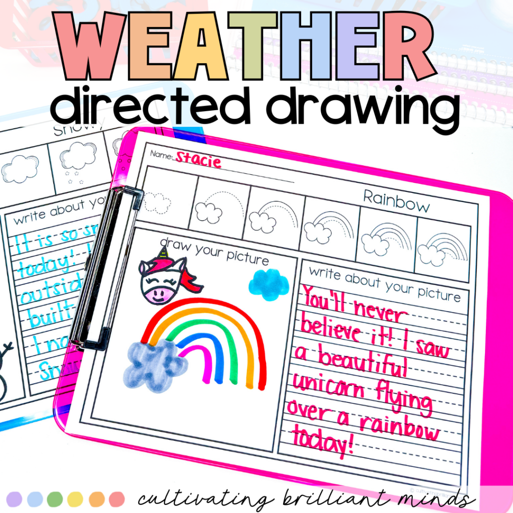 Weather Directed Drawing with Writing Directed Drawing Activities K/1st ...