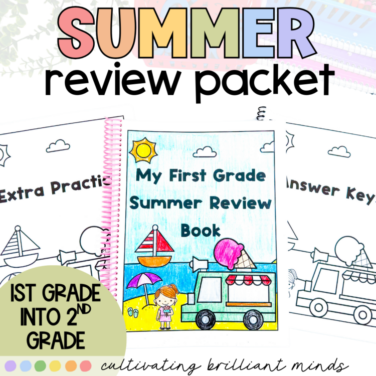 First Grade Summer Review Packet Worksheets 1st Grade End of the Year ...