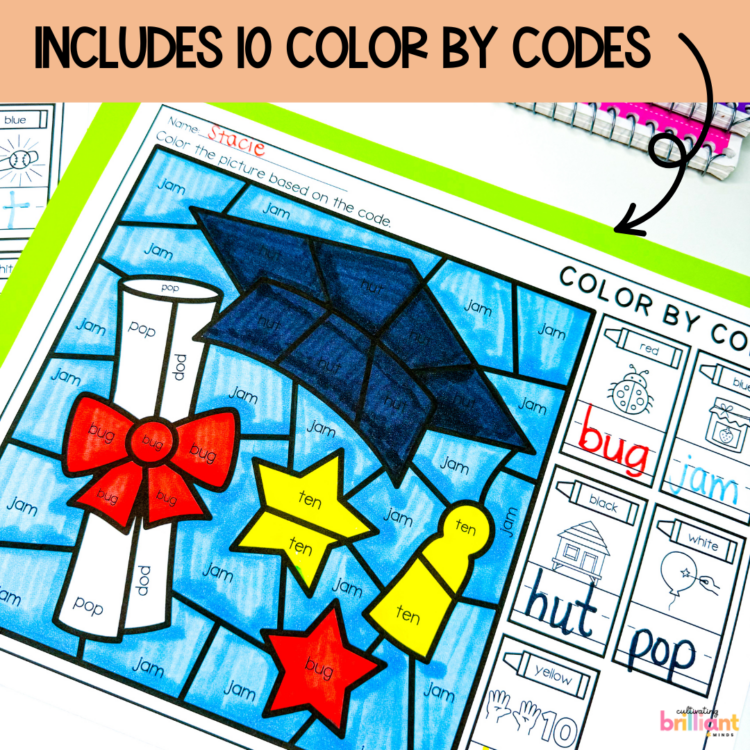Graduation Color by Code | CVC Words | End of the Year Activity ...