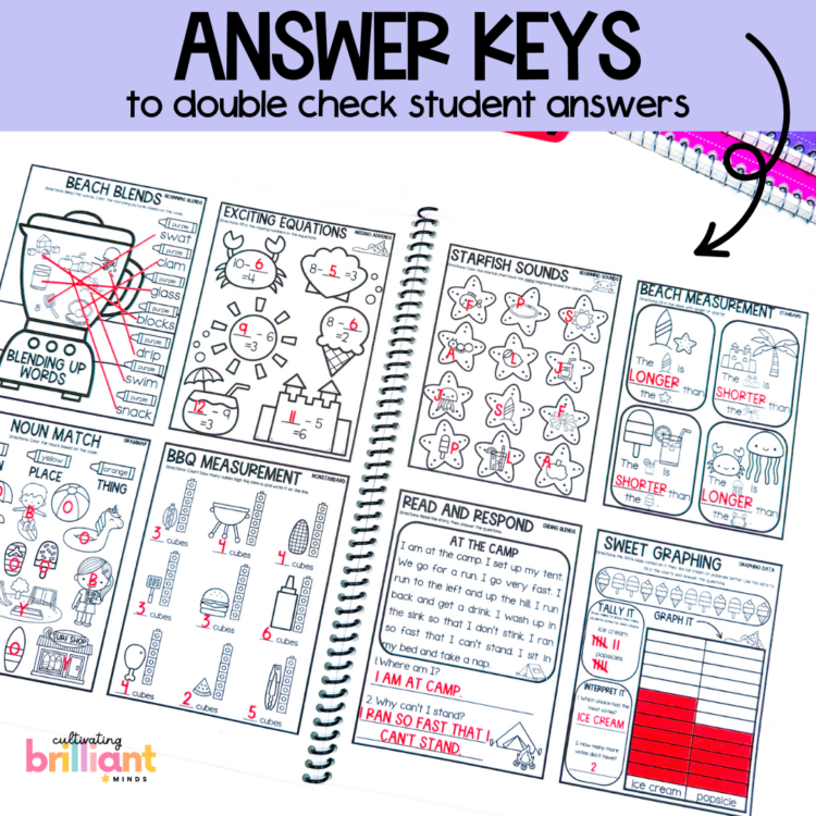 First Grade Summer Review Packet Worksheets 1st Grade End of the Year ...