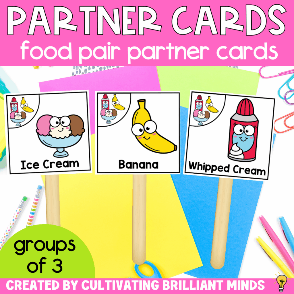 Partner Food Pair Up Set Cards Groups of 3 | Back to School Partner ...