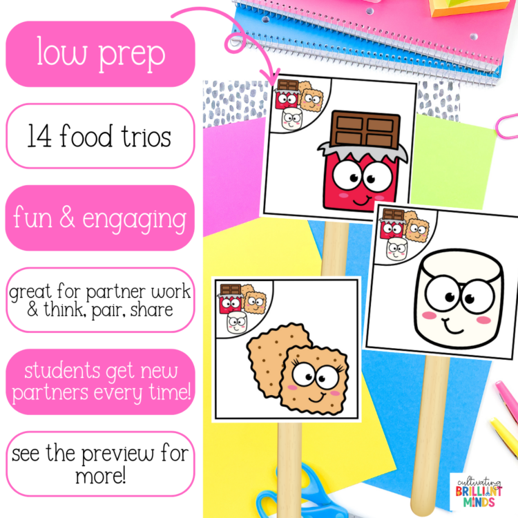 Partner Food Pair Up Set Cards Groups of 3 | Back to School Partner ...