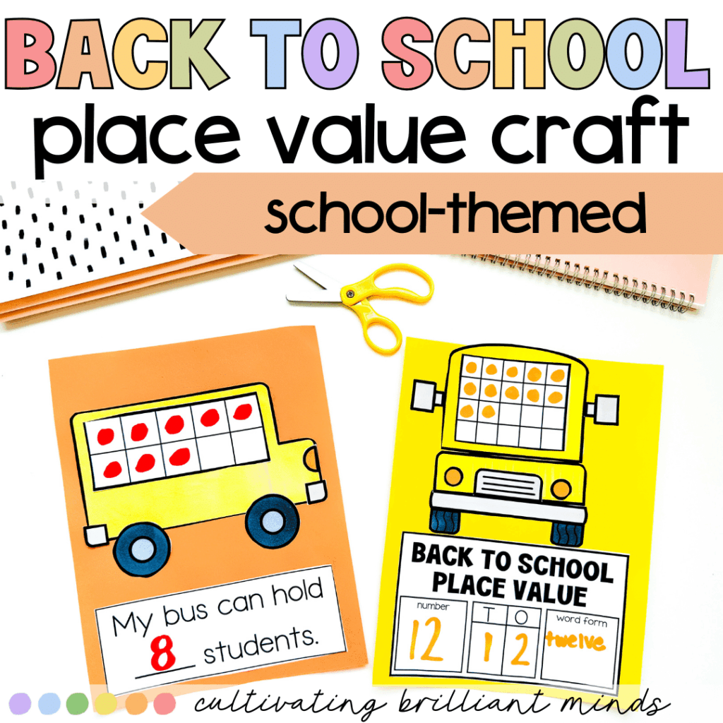 Back to School Place Value Activity Craft | Bus | Kindergarten, First ...