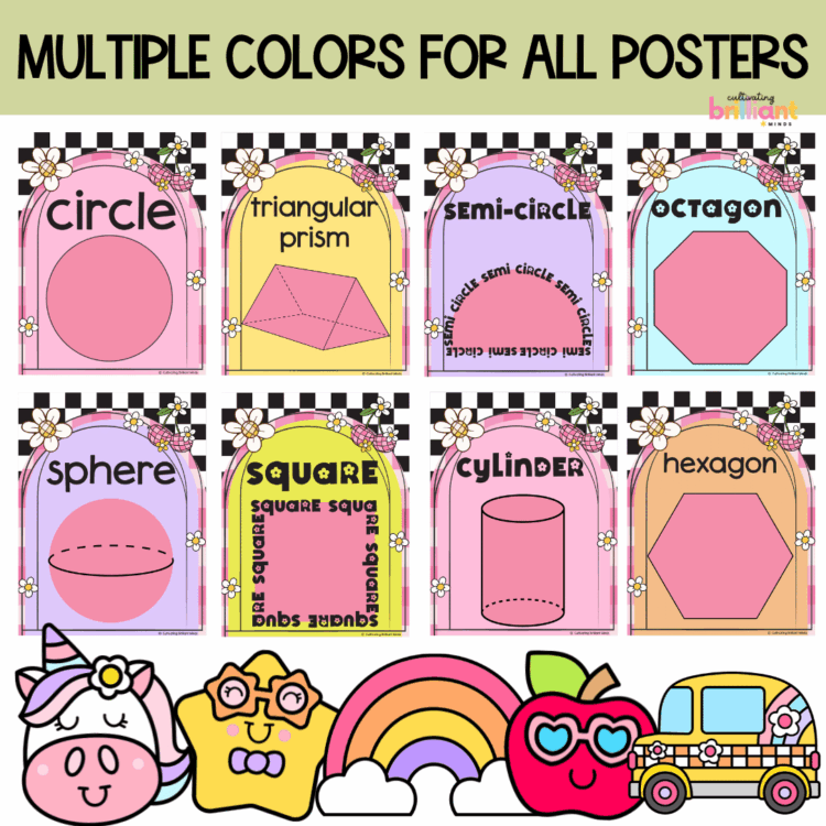 Retro 2D & 3D Shapes Posters Classroom Decor Classroom Design Classroom ...