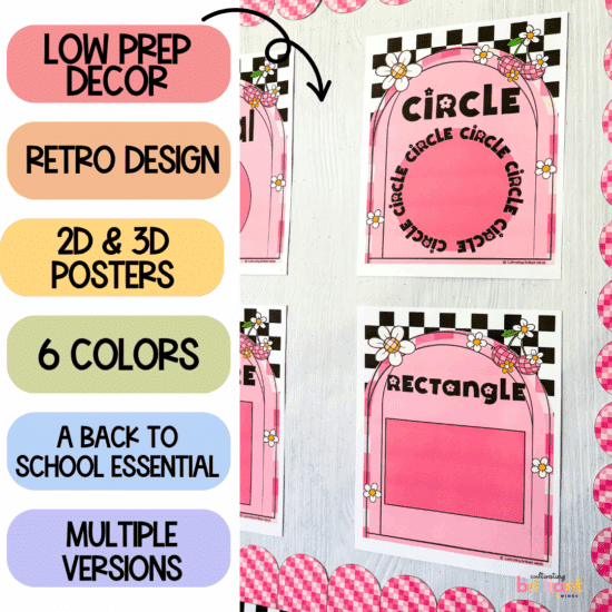 Retro 2D & 3D Shapes Posters Classroom Decor Classroom Design Classroom ...