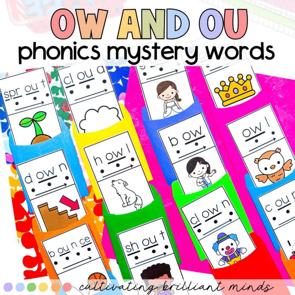 Diphthongs OU OW Mystery Words Literacy Center Self-Checking Science of ...