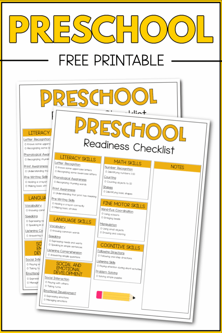 Free Printable Preschool Readiness Checklist - Cultivating Brilliant Minds