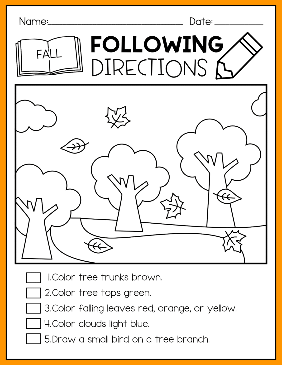 Fall Following Directions Worksheets: Fun, Seasonal Practice for ...