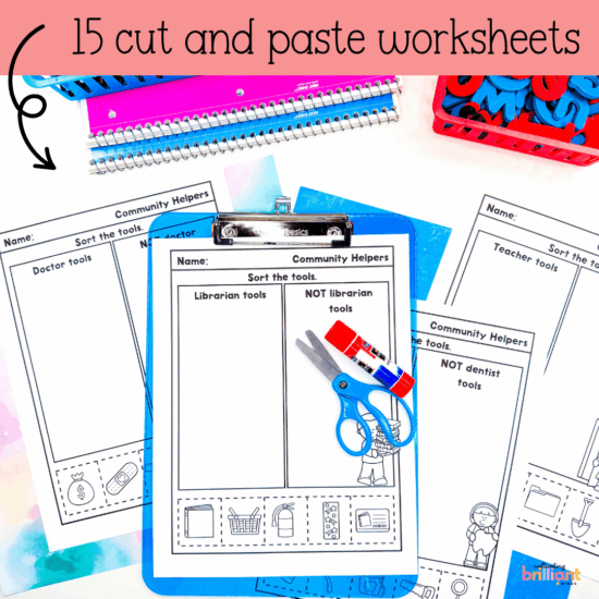 Community Helpers Activities No Prep Cut and Paste Worksheets ...