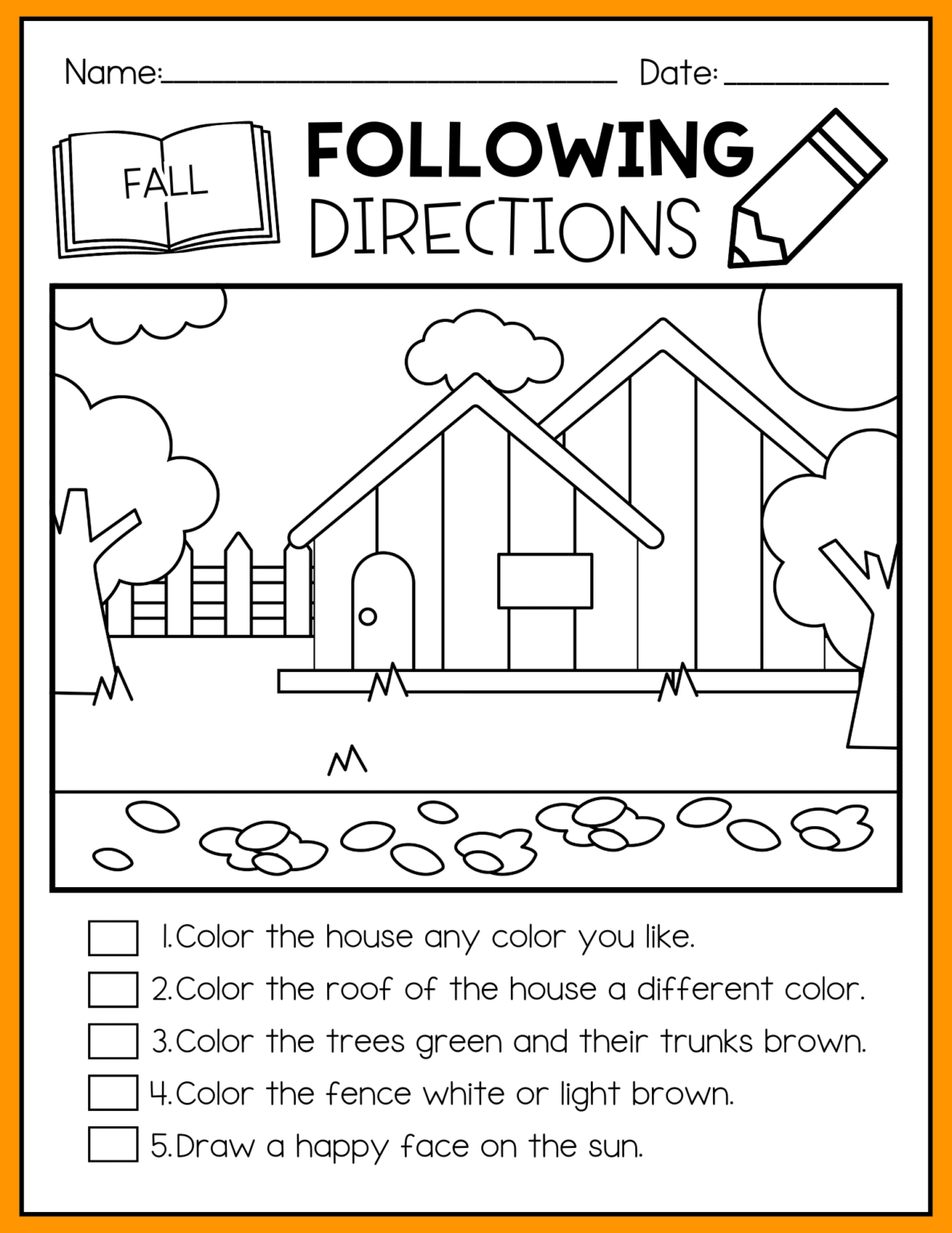 Fall Following Directions Worksheets: Fun, Seasonal Practice for ...