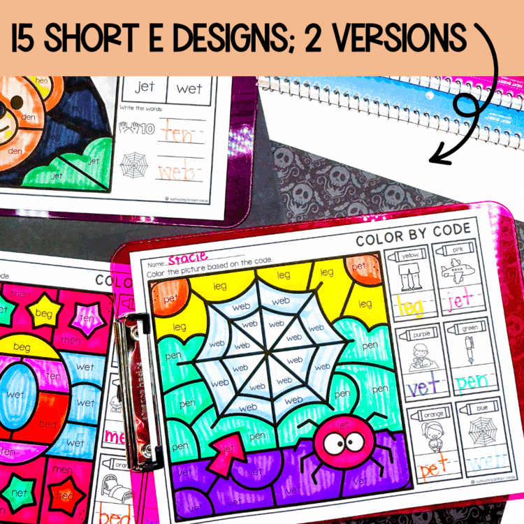 CVC Words Short E Color by Codes CVC Words Worksheets Short E ...