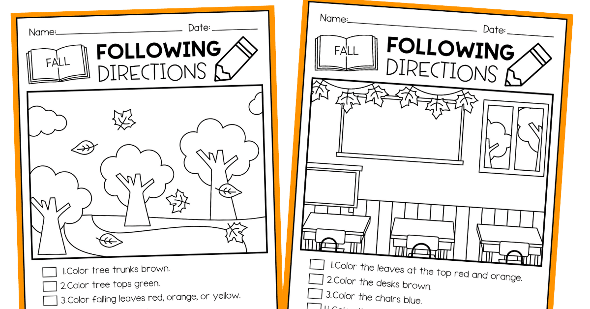 Fall Following Directions Worksheets: Fun, Seasonal Practice for ...