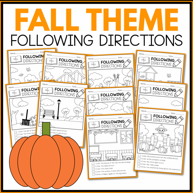 Fall Following Directions Worksheets: Fun, Seasonal Practice for ...