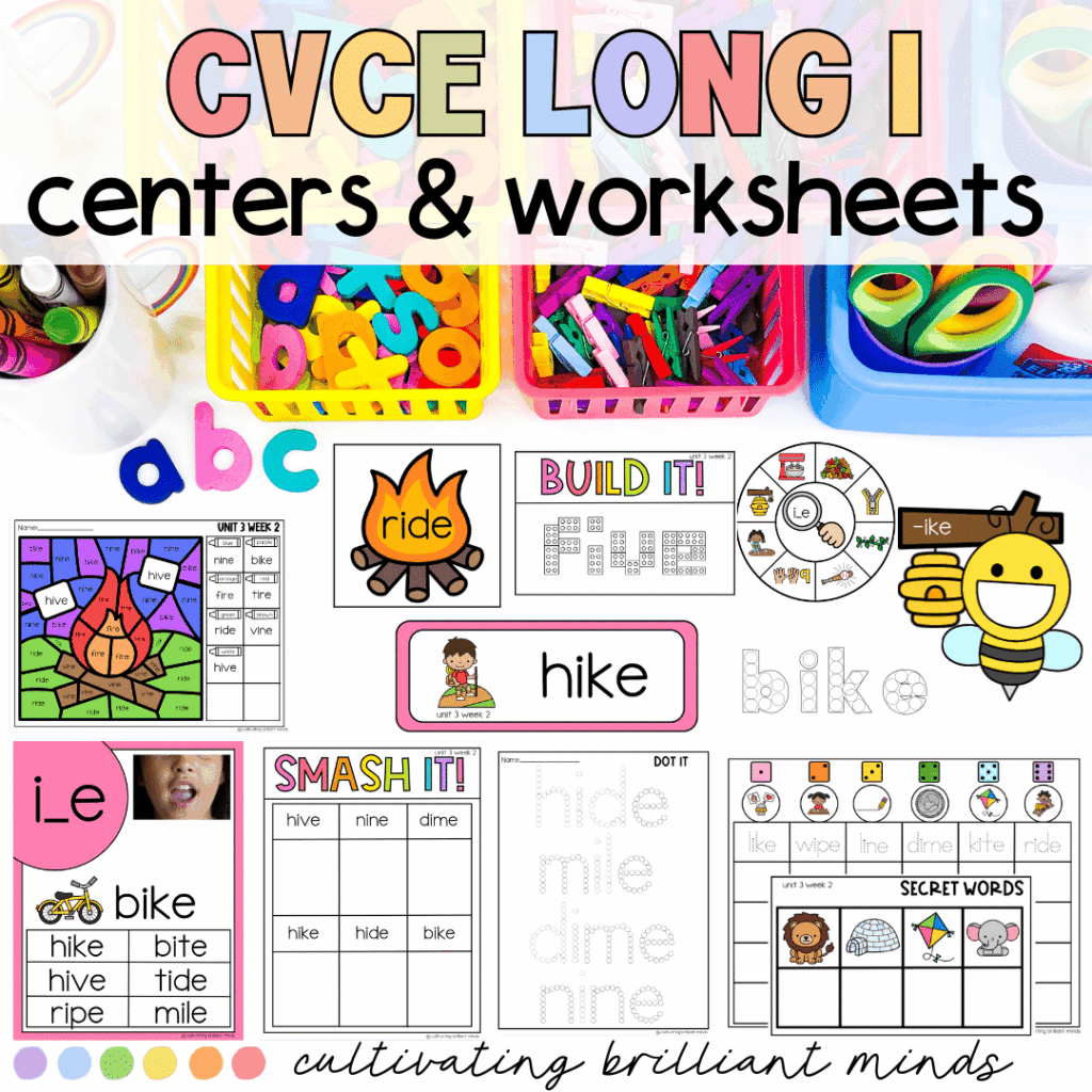 CVCe Long I I_E Phonics Centers | Literacy Centers | First Grade ...
