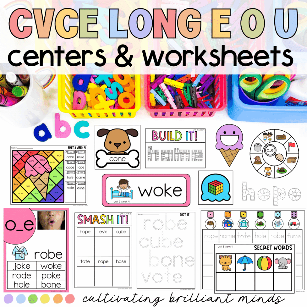 Long E, O, and U Phonics Centers | Literacy Centers | First, Second ...