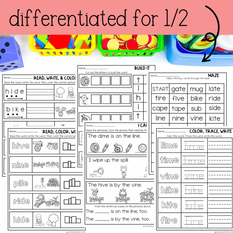 CVCe Long I I_E Phonics Worksheets | No Prep Phonics Activities ...