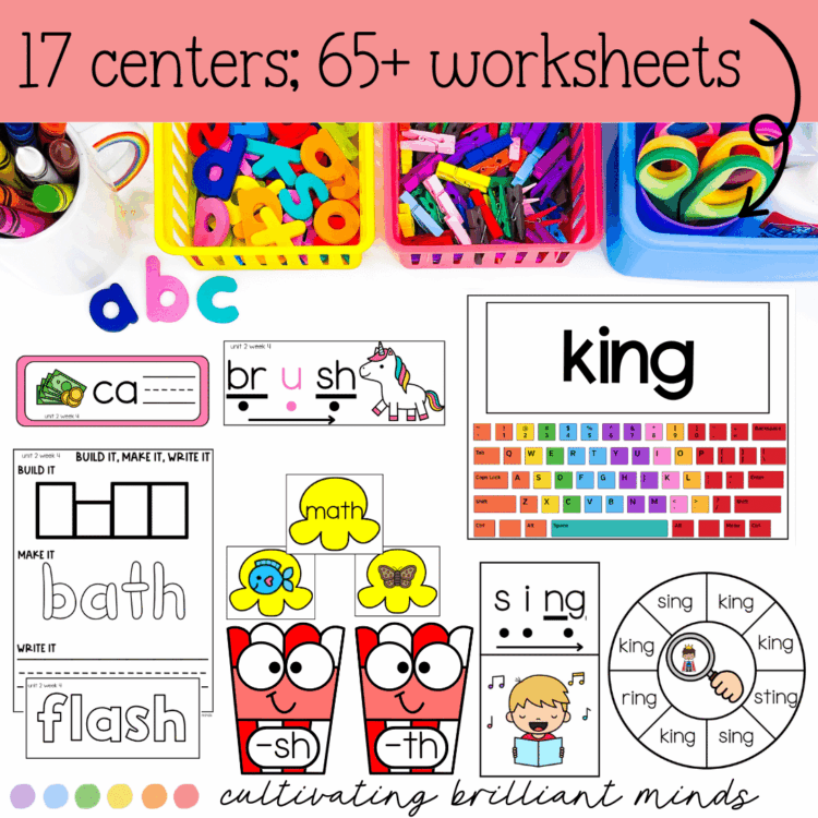 Digraphs Phonics Centers TH SH NG | Literacy Centers | Kindergarten ...