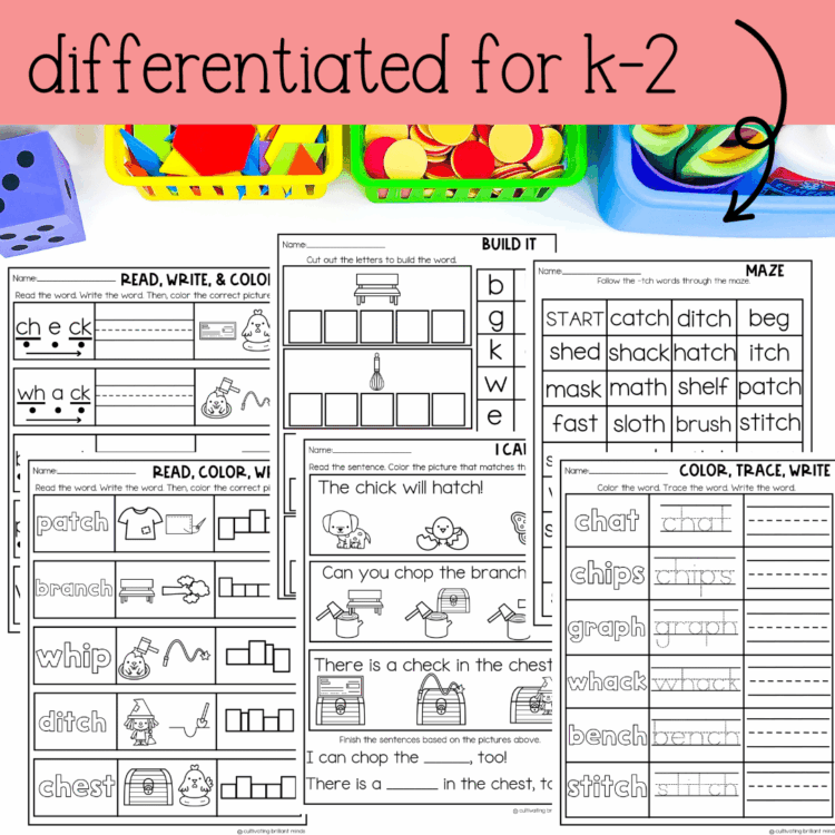 Digraphs Phonics Worksheets CH WH PH -TCH No Prep Phonics Activities ...