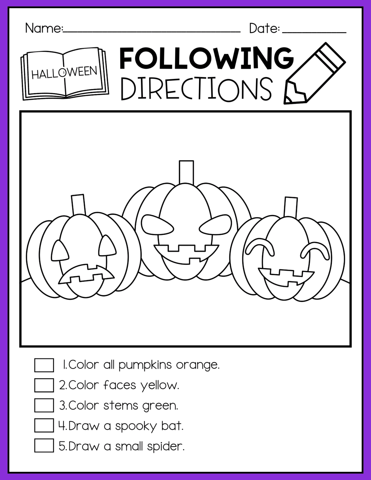 Halloween Following Directions Worksheets: How To Practice Following ...
