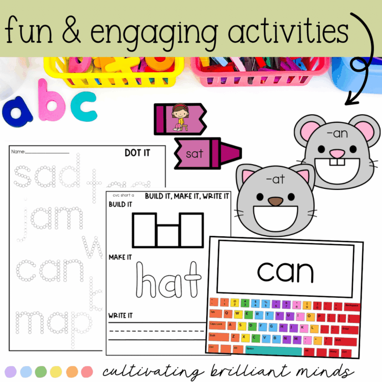 CVC Short A Phonics Centers & Worksheets | Phonics Activities | Kinder ...