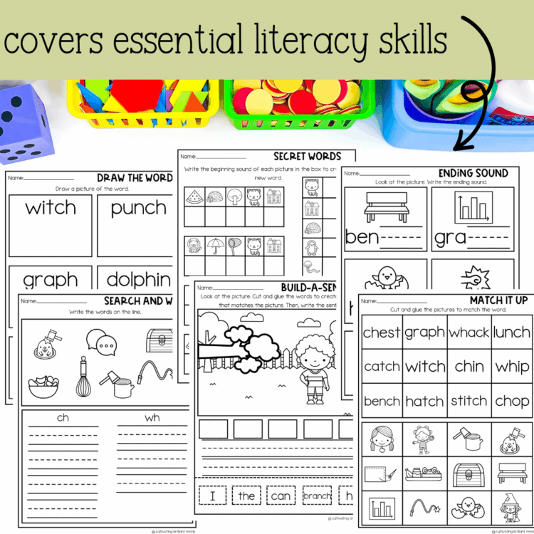 Digraphs Phonics Worksheets CH WH PH -TCH No Prep Phonics Activities ...