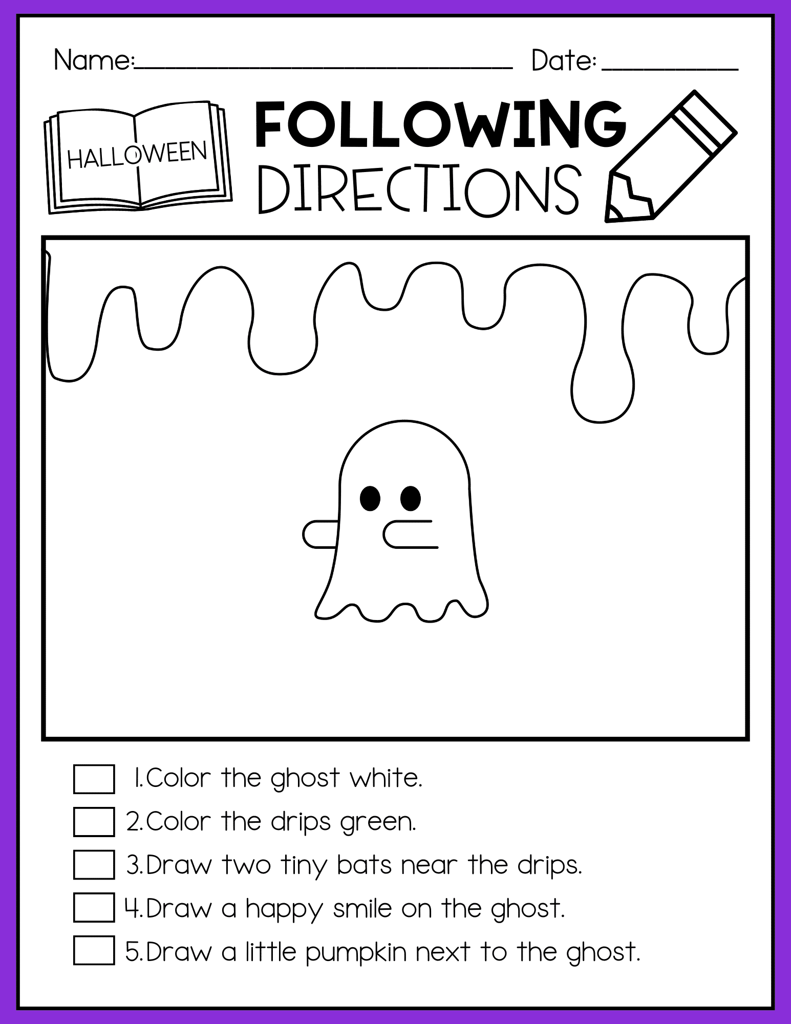 Halloween Following Directions Worksheets: How To Practice Following ...