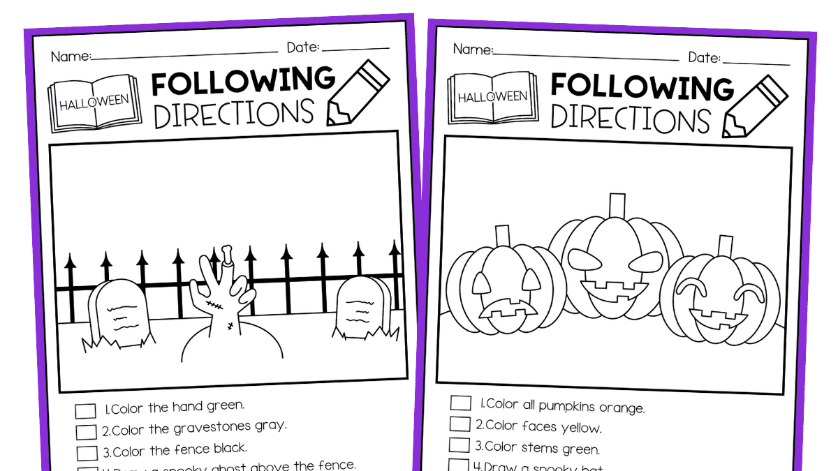Halloween Following Directions Worksheets: How To Practice Following ...