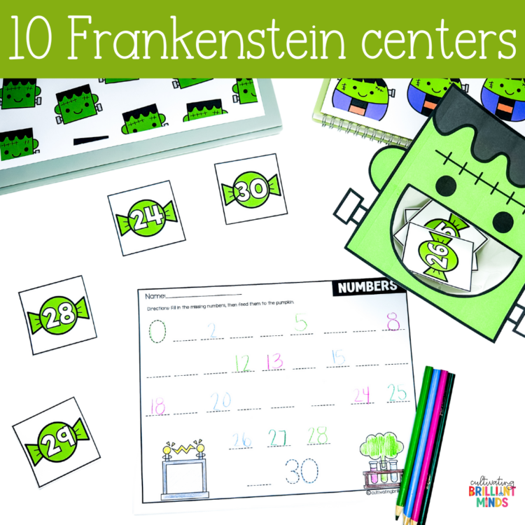 Frankenstein Literacy & Math Centers | Halloween Activities Thematic ...