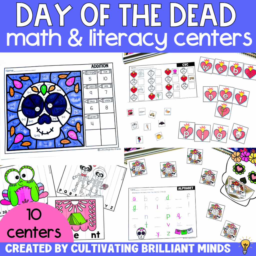Day of the Dead Literacy & Math Centers Activities for K/1st | Thematic ...