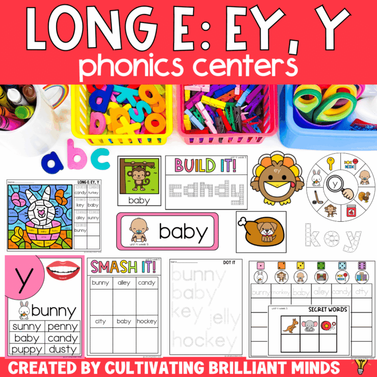 Phonics Centers & Worksheets | Long E: EY, Y | Phonics Activities ...