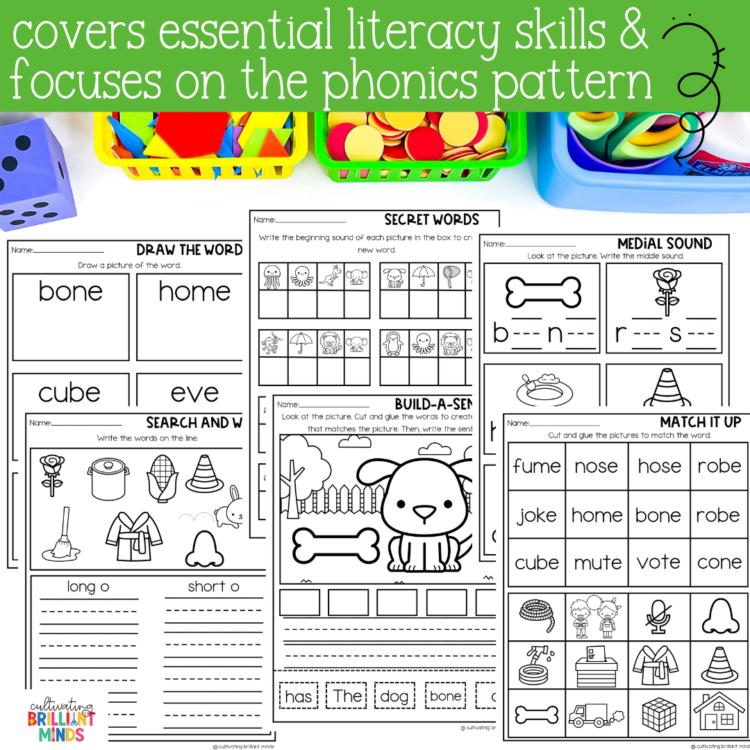 Long E O U CVCe Phonics Worksheets No Prep Phonics Activities Long ...