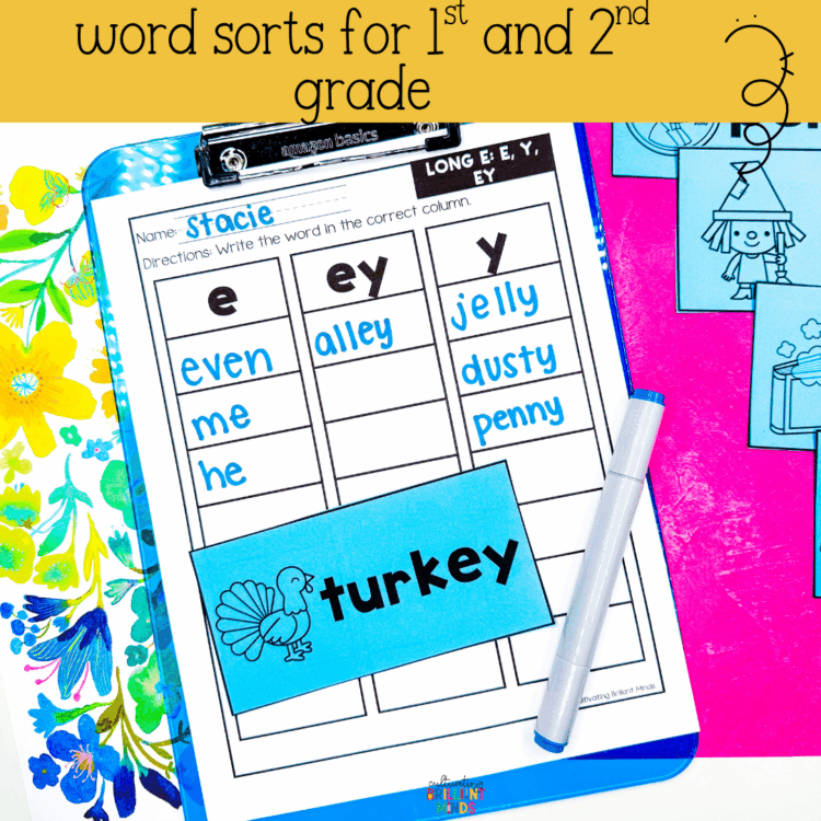 Vowel Teams Word Sort Phonics Center | Long E: E, Y, EY | Phonics ...