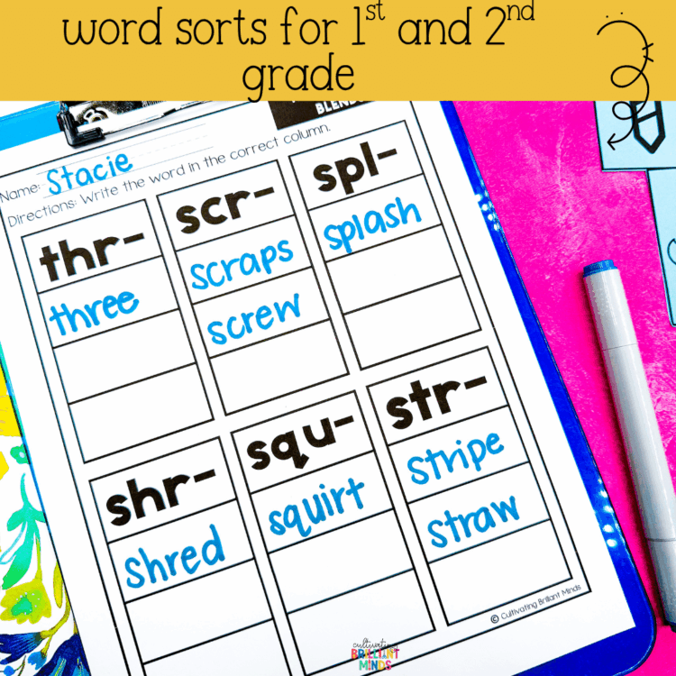 Three Letter Blends Word Sort Phonics Center | Phonics Activities First ...