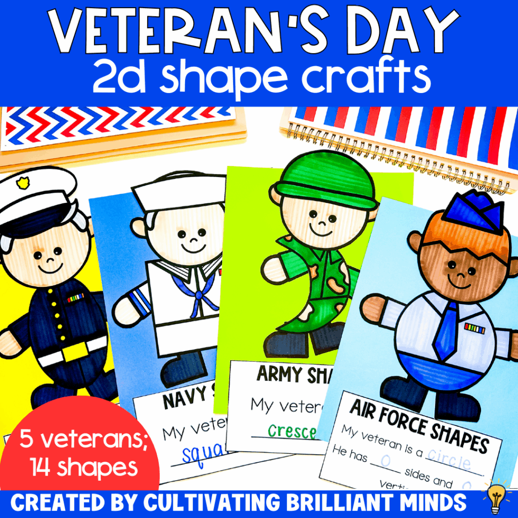 Veteran’s Day 2D Shape Craft | Coloring Craft | Build A Shape Craft ...