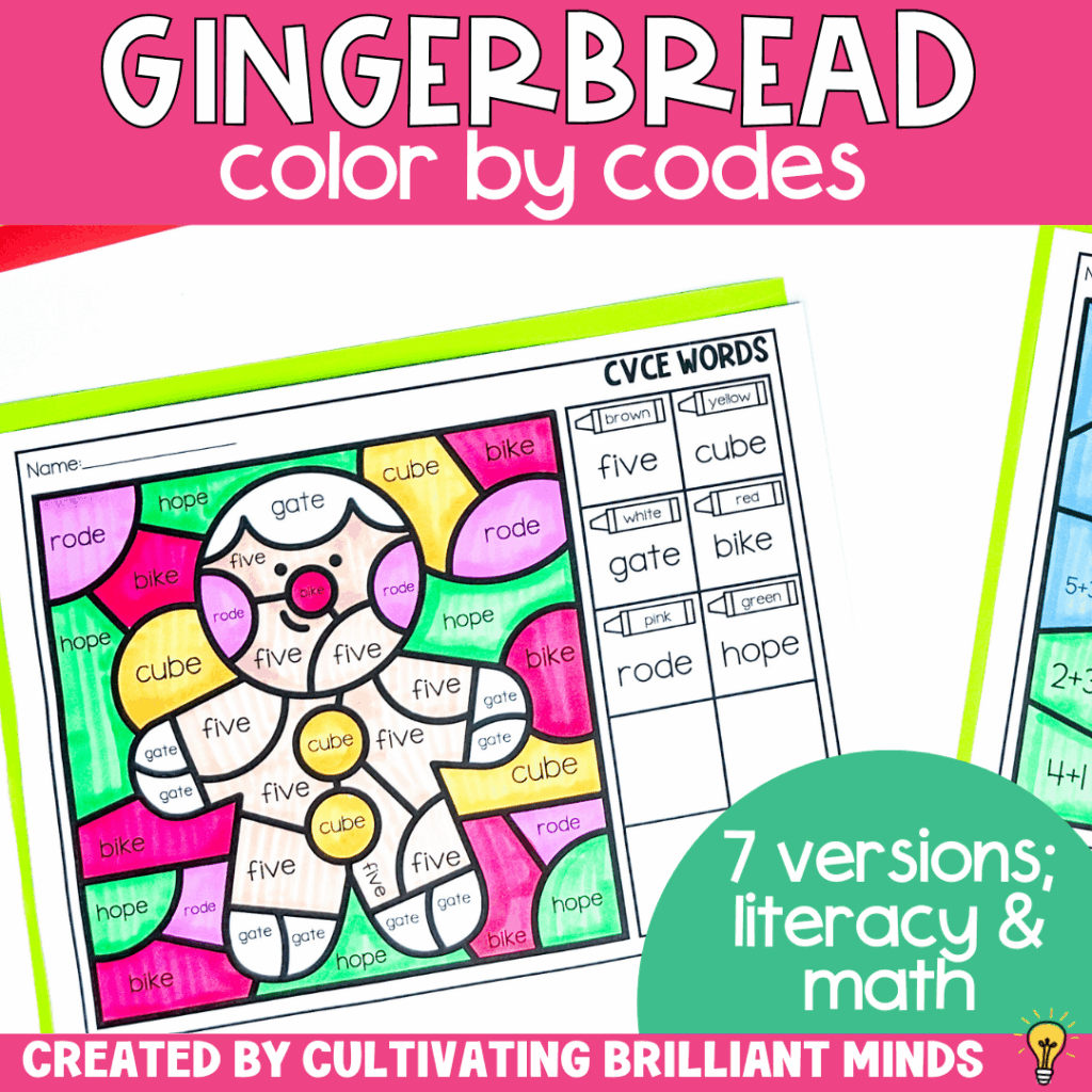 Gingerbread Color by Codes | Color by Number | Christmas Kindergarten ...