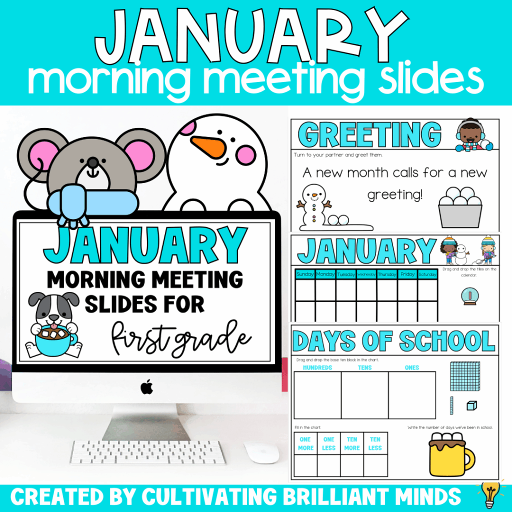 January Morning Meeting Slides First Grade Digital Activities Calendar ...