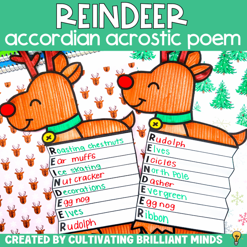 Christmas Reindeer Acrostic Poem Craft | Christmas Craft December ...