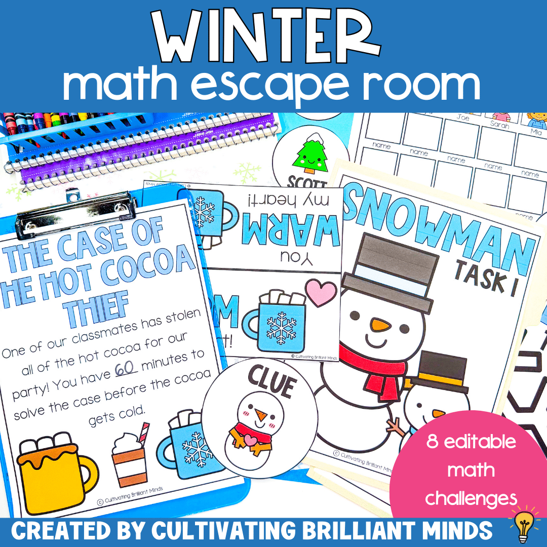 Editable Winter Escape Room Game | First Grade Math Mystery Math ...