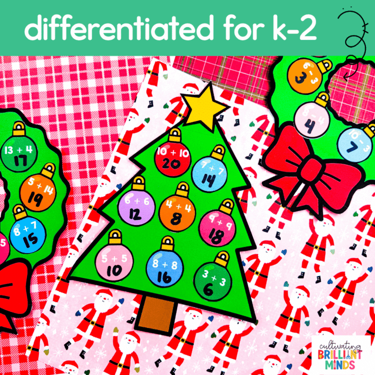 December Christmas Math Crafts | Addition & Subtraction Bulletin Board ...