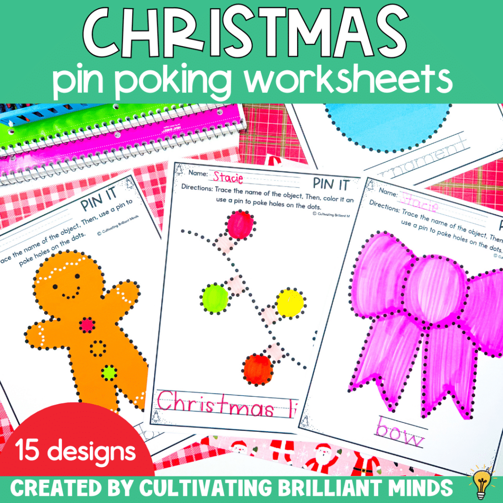 Christmas Pin Poke Activities Center Fine Motor Skills December Motor ...