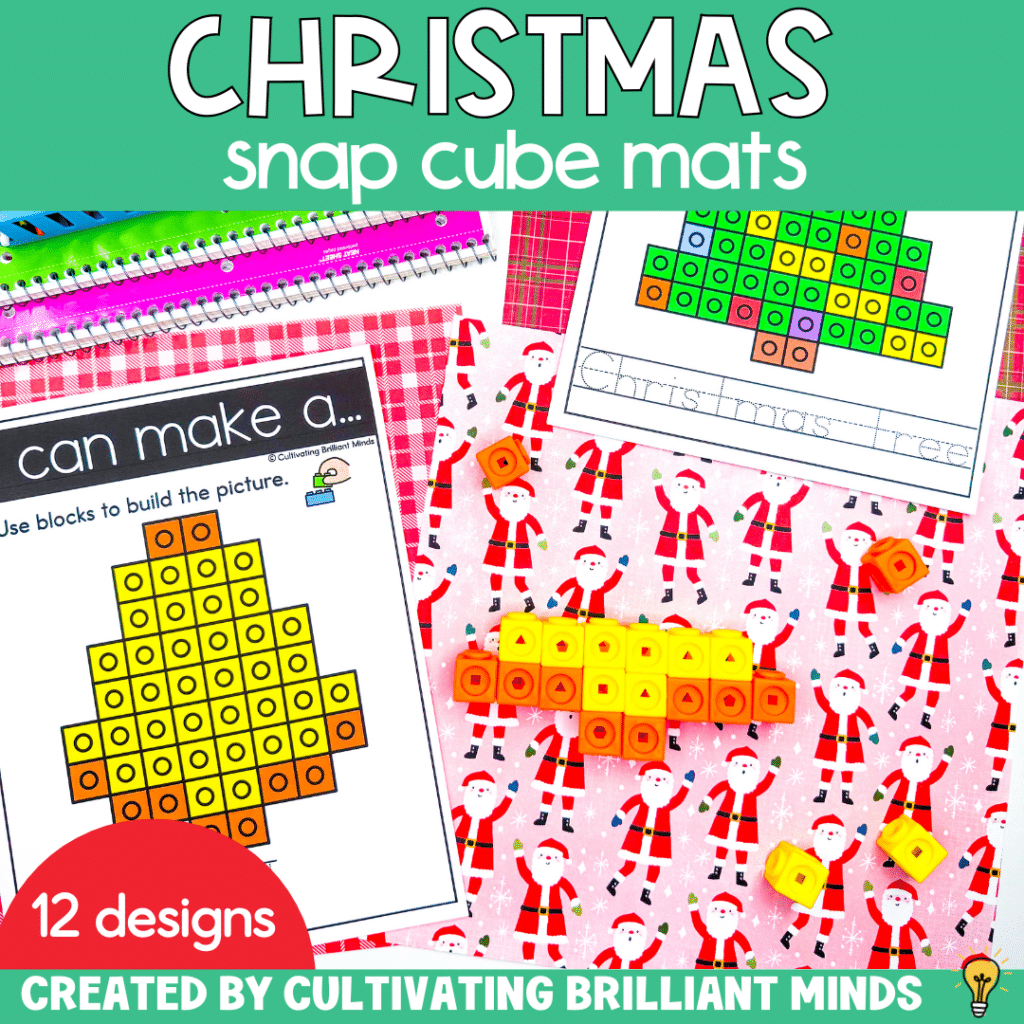 Christmas Snap Cube Mats Center Fine Motor Skills December Motor Skills ...