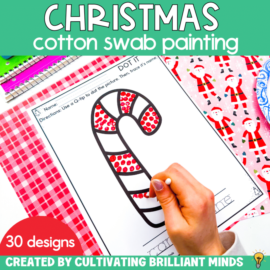 Christmas Q Tip Activities Center Fine Motor Skills December Motor ...