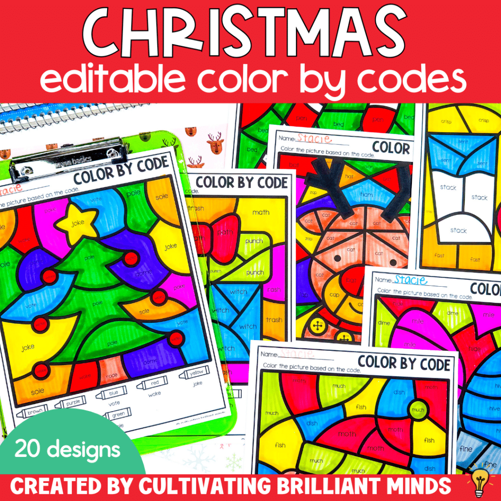 Editable Christmas Color by Codes | Sight Word Practice | Morning Work ...